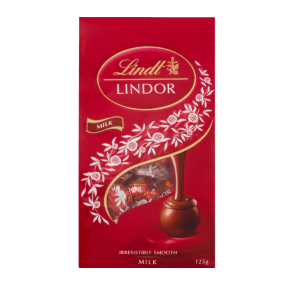 Lindt Lindor Milk Chocolates Pouch 123g – 100 Fold Distributors