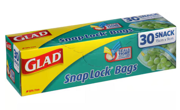Glad Snap Lock Storage Bags Snack 30pk -(B2B) – 100 Fold Distributors