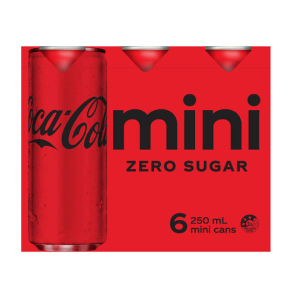 Coca-Cola Zero Sugar Soft Drink Mini Cans 6 x 250ml – 100 Fold Distributors