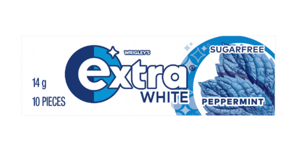 Wrigley's Extra White Peppermint Sugar Free Chewing Gum 14g – 100 Fold ...